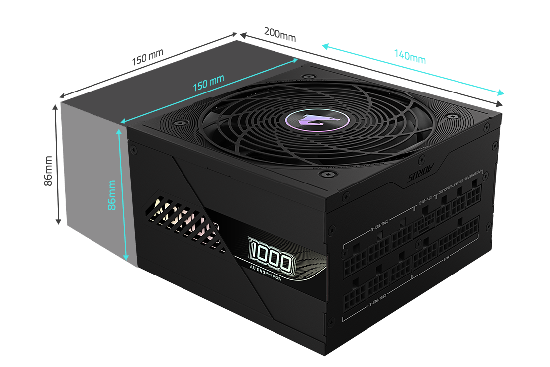 GIGABYTE AORUS ELITE PSU - 1000W 80 PLUS Platinum Certified - PCIe5.1 Ready - ATX3.1 - Fully ...